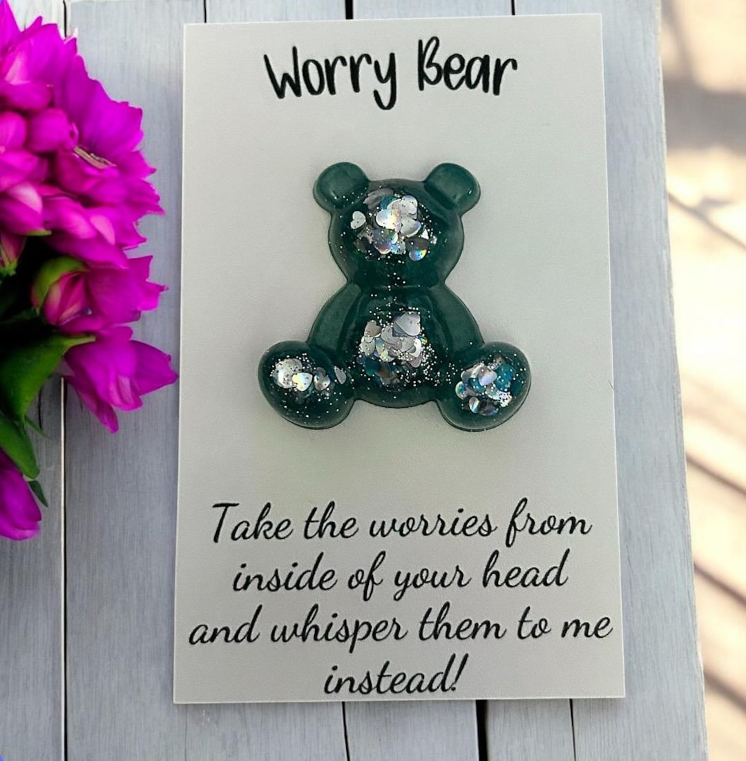 Worry Bear, Pocket Hug Token - Resin Bear - Thinking of You, Anxiety ...