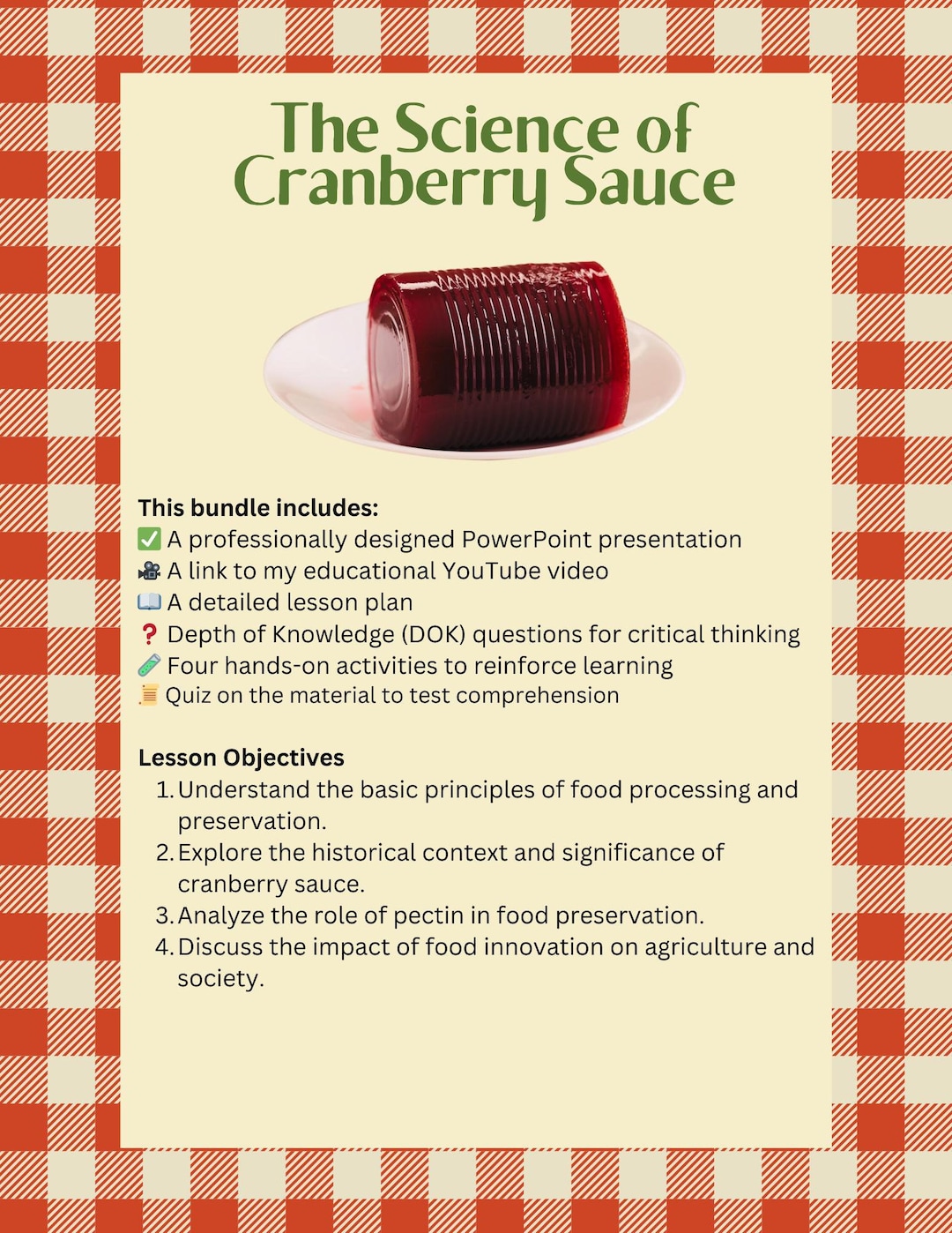The Science of Cranberry Sauce Lesson Bundle, Thanksgiving Lesson, Food ...
