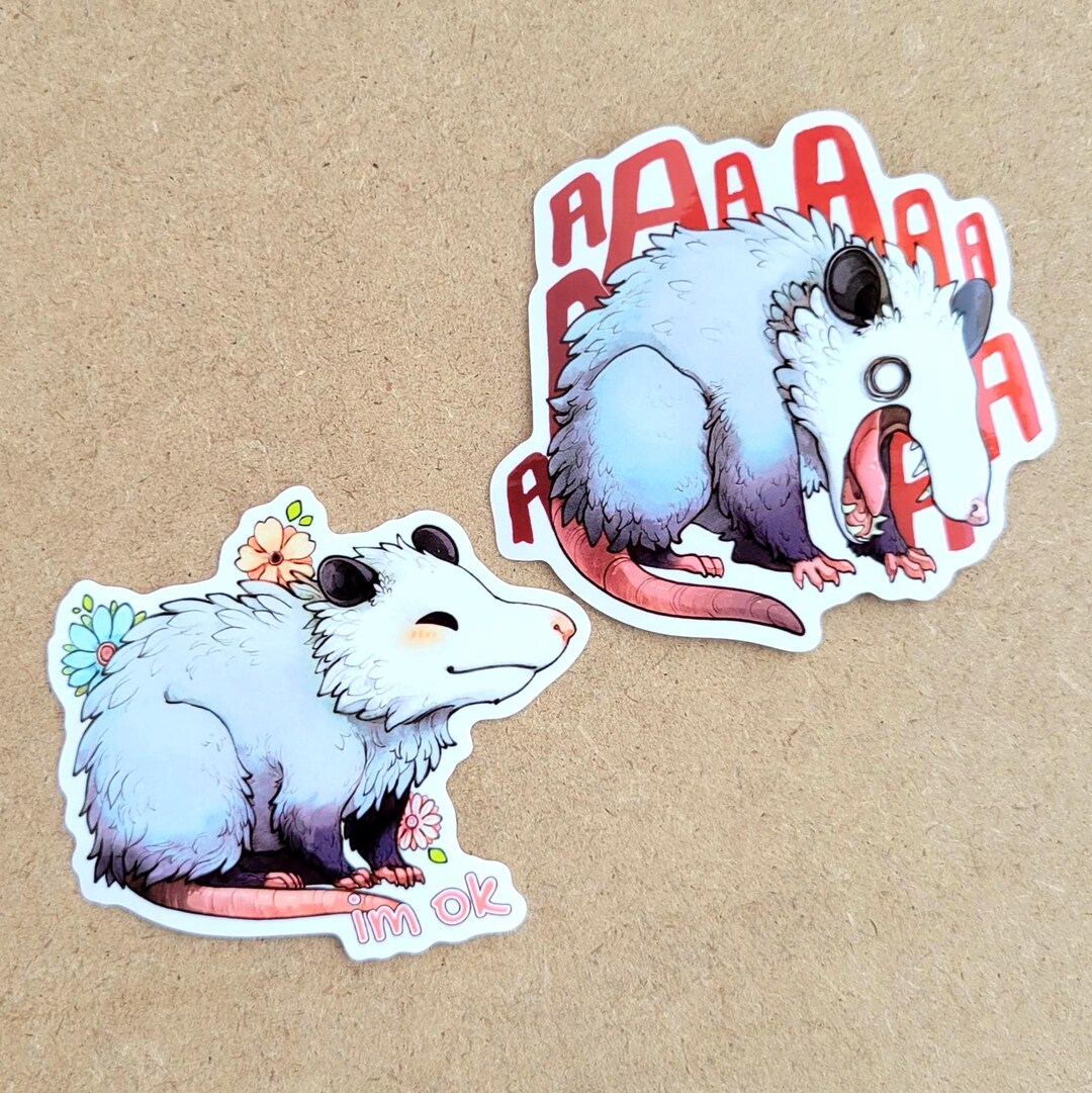 Screaming Opossum Stickers | White Vinyl Backing - Etsy