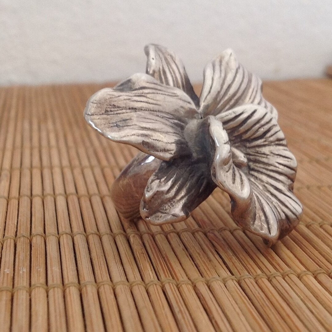 Large Orchid Ring in Sterling Silver From Thailand Size 6 3/4 - Etsy