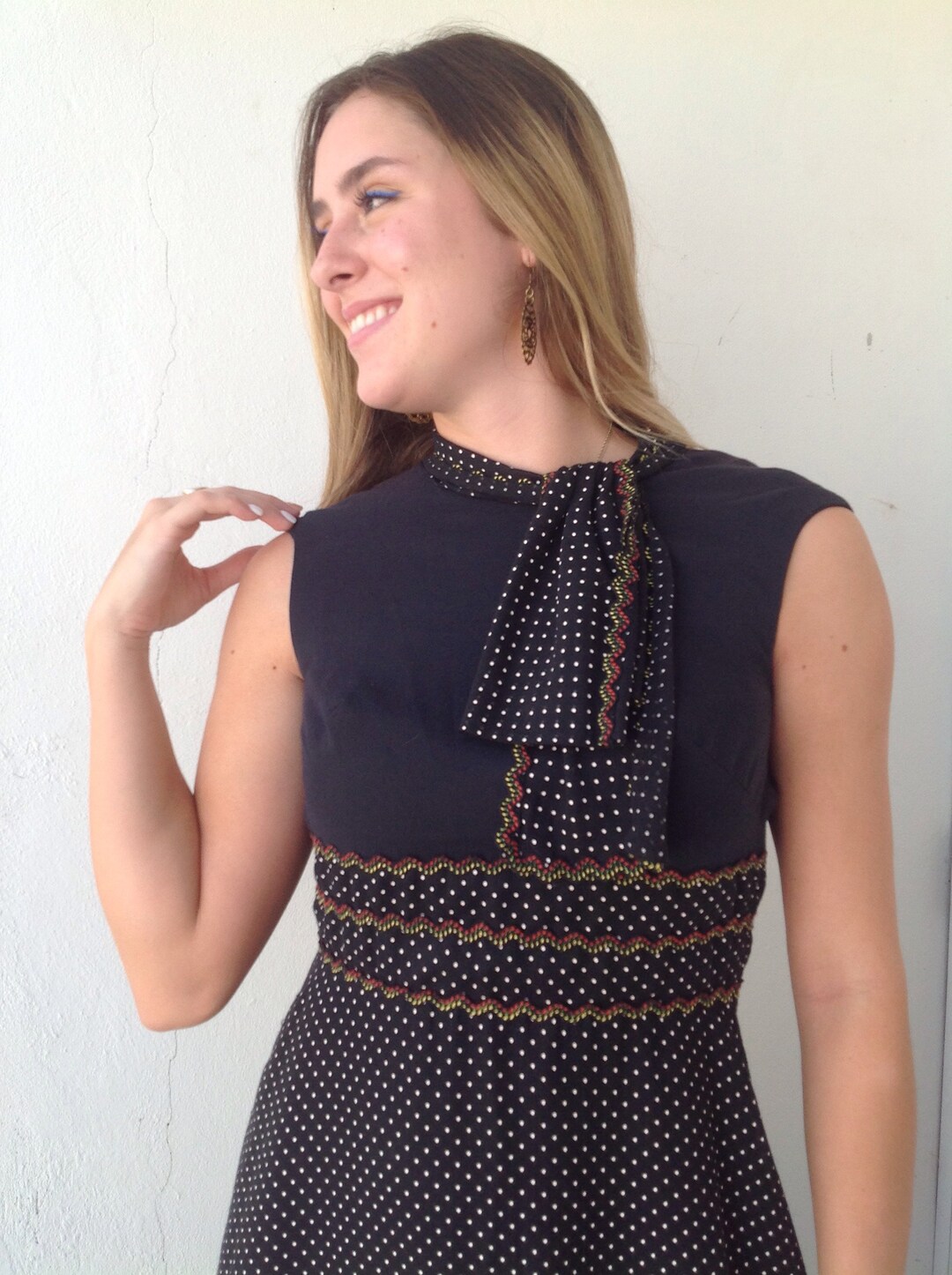 Vintage Miss Elliette California A Line, Black and White Polka Dot ...