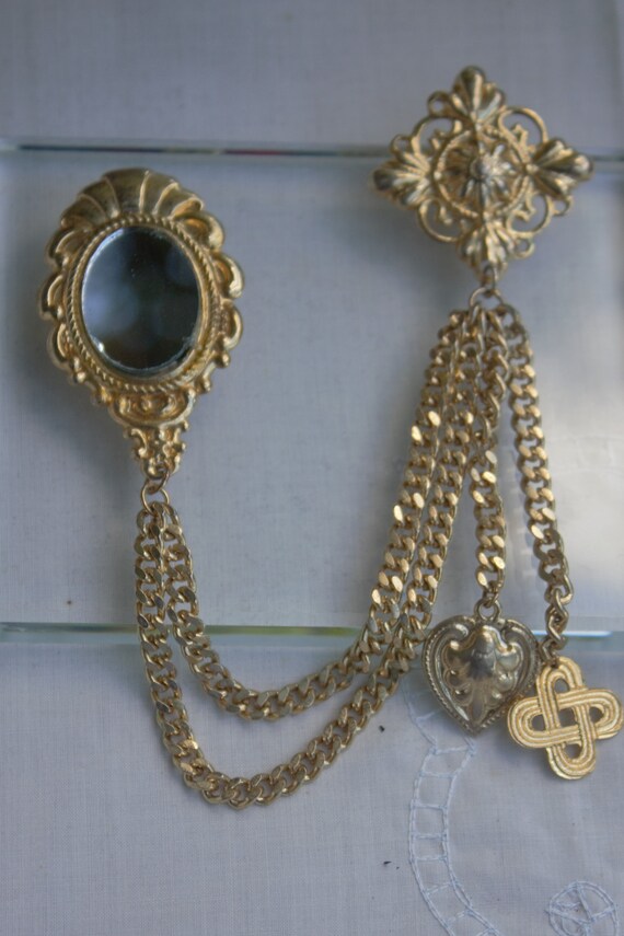 Vintage chained double pin Flamingo pins, chained Fla… - Gem