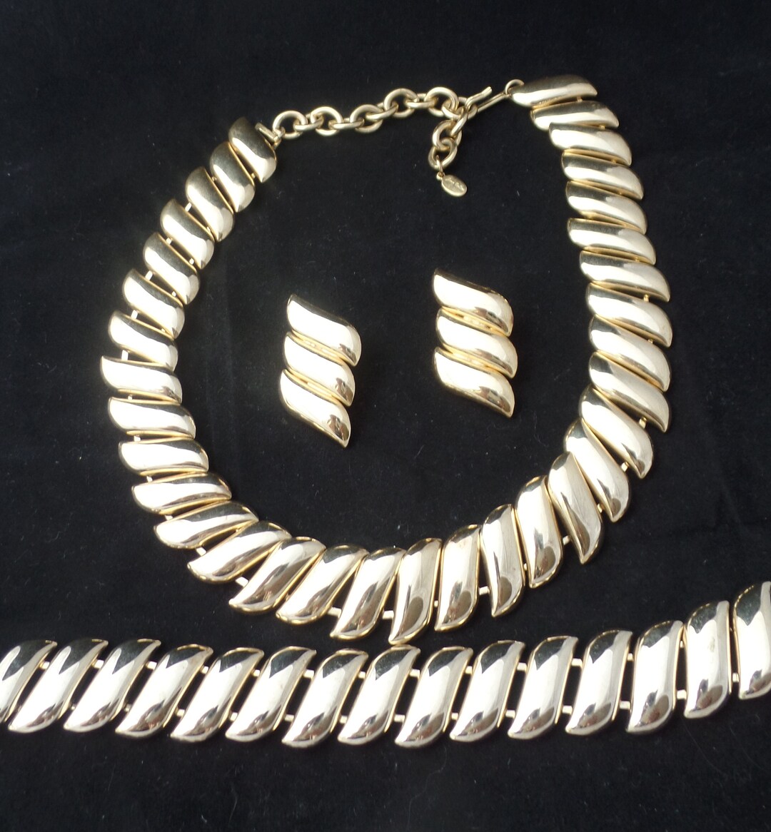 Gaudy Chunky Gold Tone Chain Link Vintage 1980s Dynasty Style Choker ...