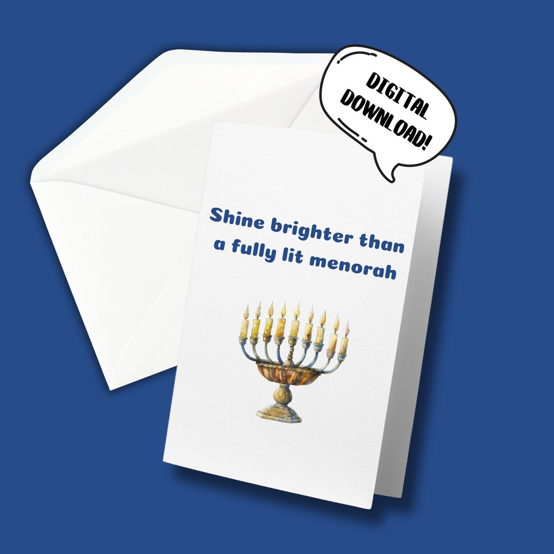 Cheerful Hanukkah Card // Inspiring Menorah Card for Hanukkah Eve for ...