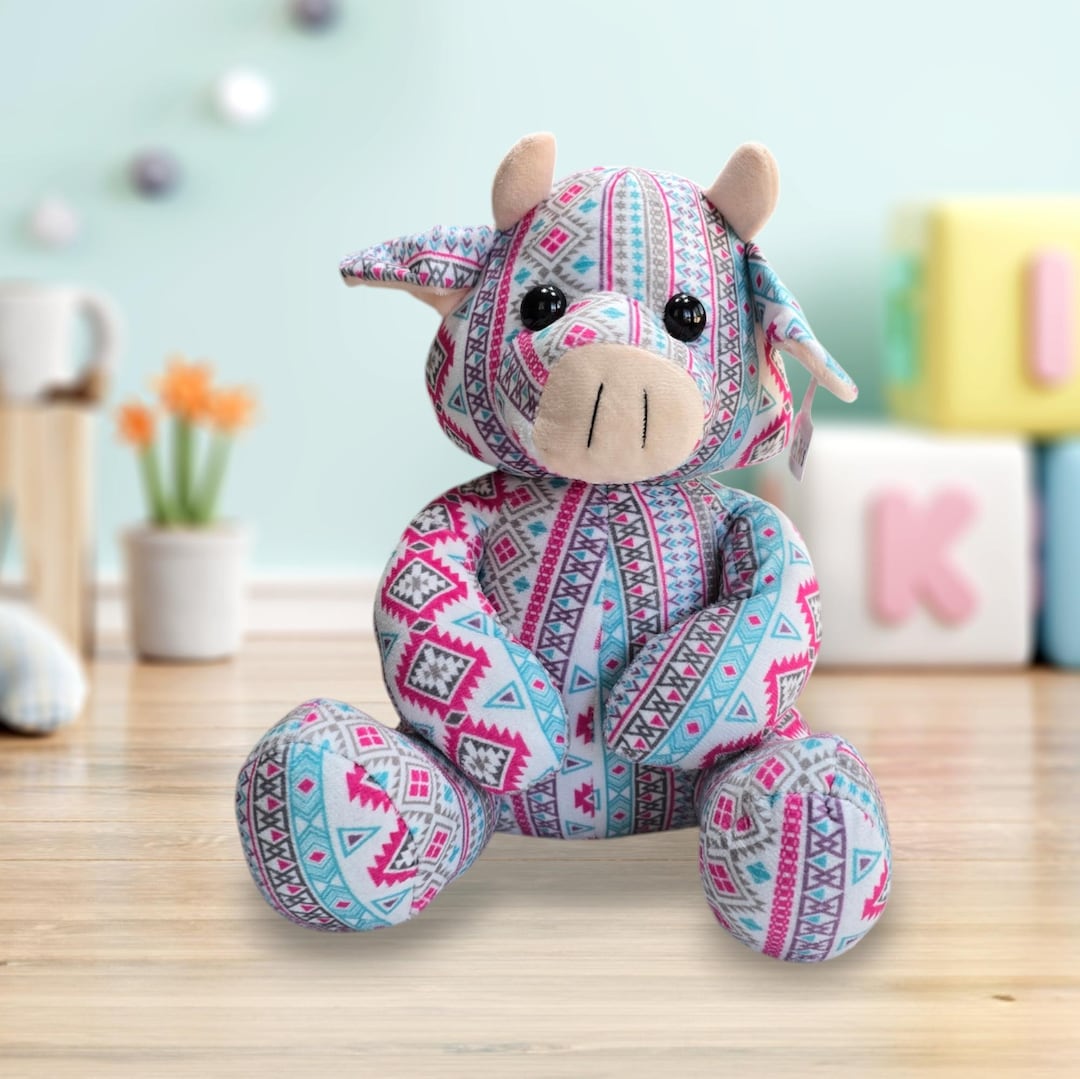 Western Farm Cow Plushie | Aztec Print Stuffed Animal - Etsy