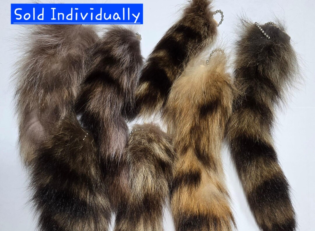 Natural Raccoon Tail Keychain | Bag Accessory | Raccoon Soft Fur Tail ...