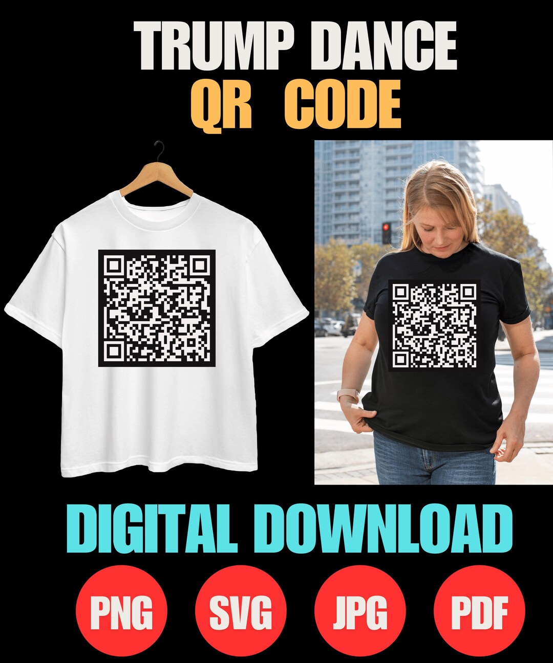 Funny Trump Dance Video QR Code. Prank Troll. for Shirts, Stickers ...