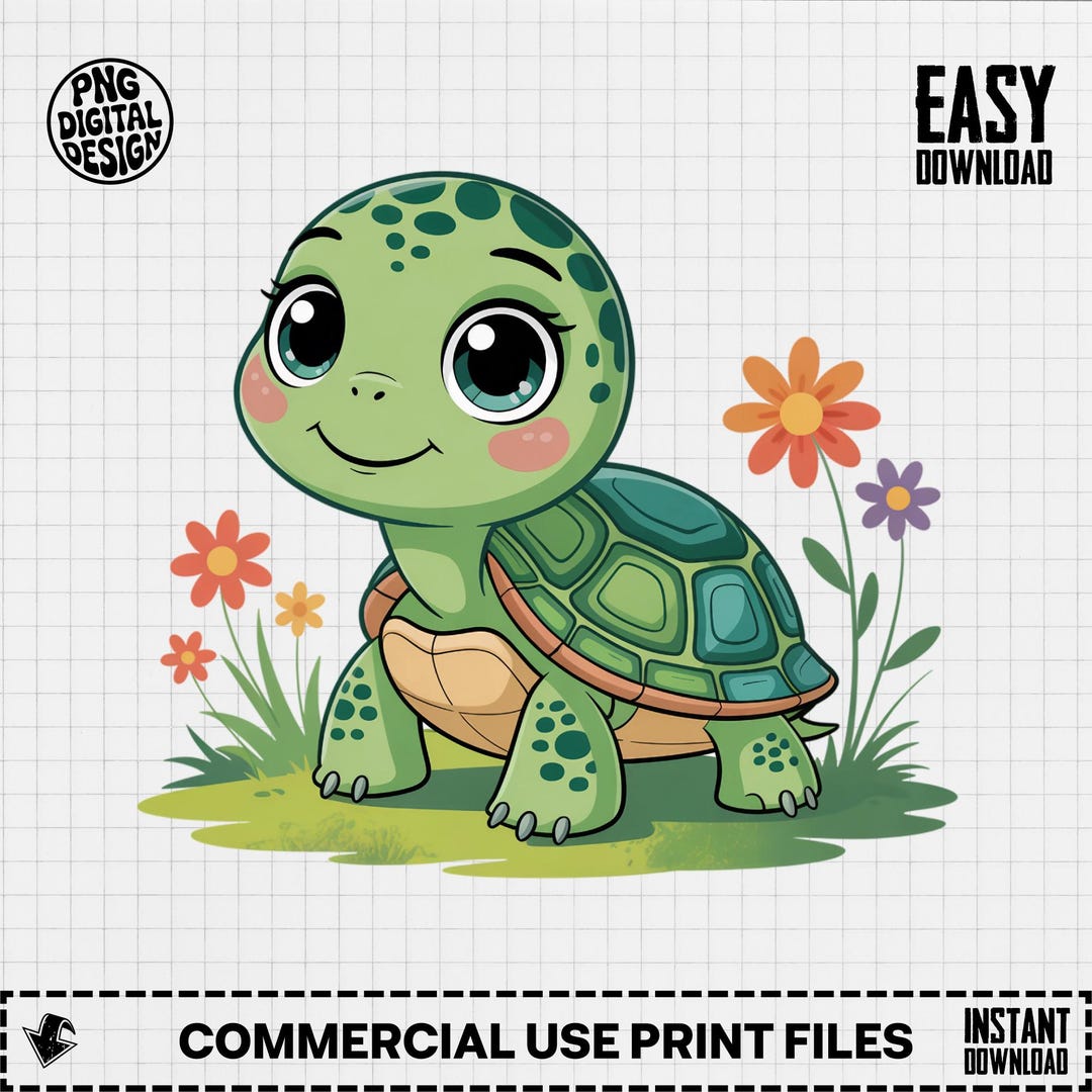 Turtle Clipart, Cute Baby Animal Clipart, Nursery Room Clipart, Turtle ...