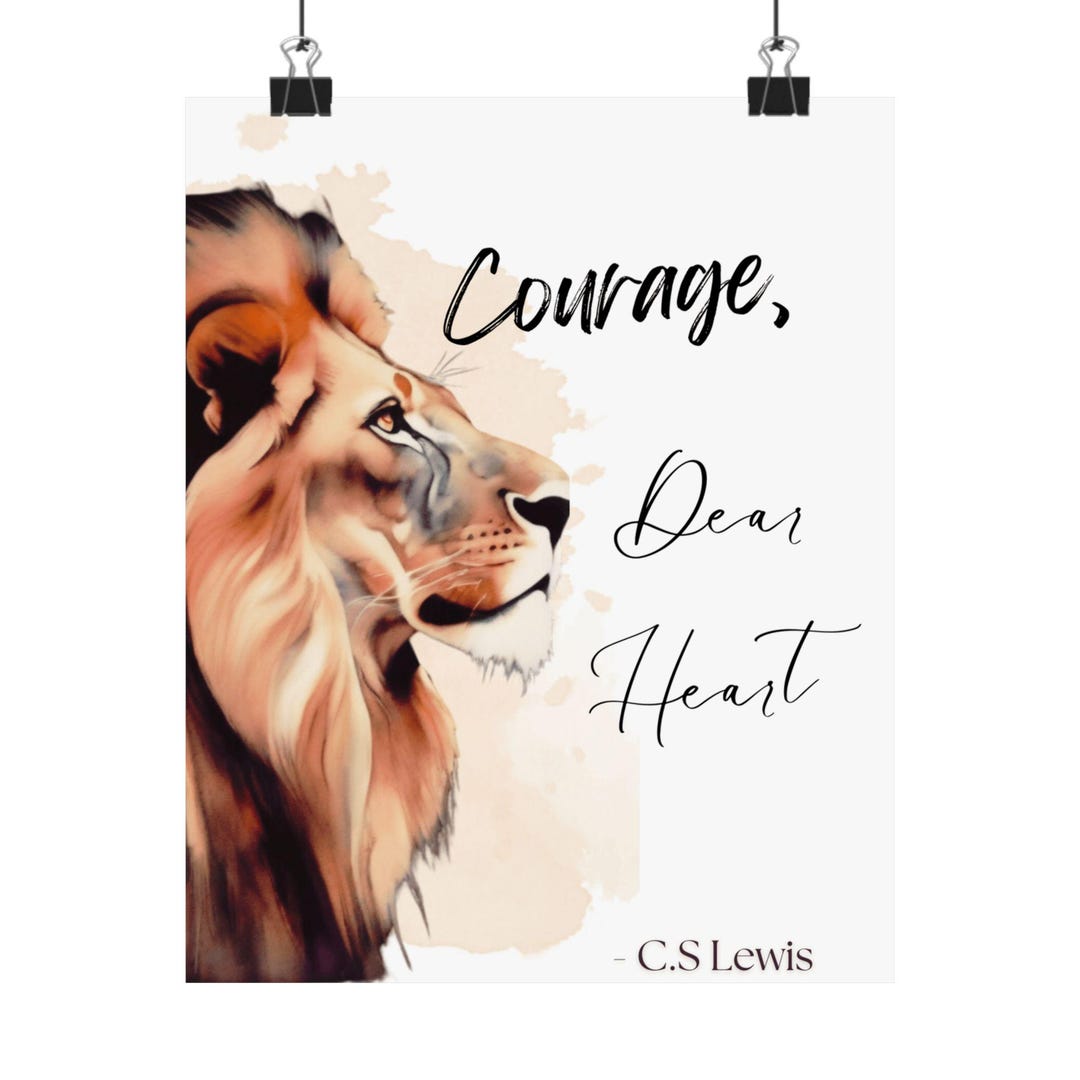 Courage Poster, Inspirational Wall Art, Lion Print, Living Room Decor ...