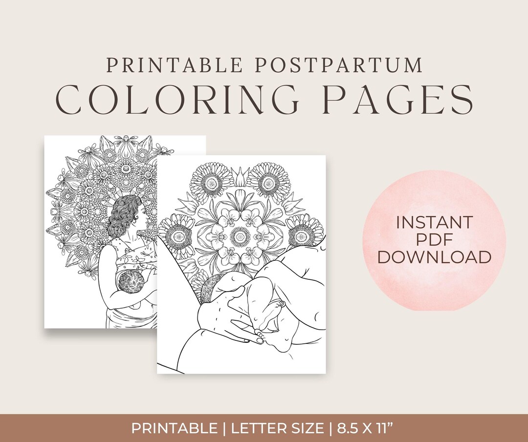 Postpartum Coloring Pages, Printable Mandalas, Relatable Postpartum ...