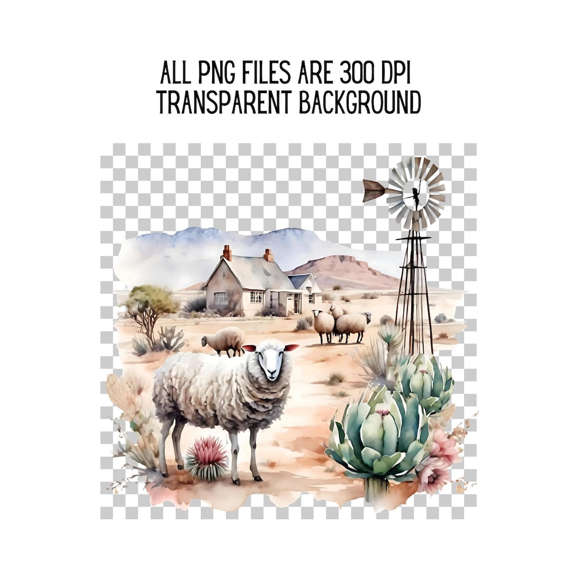 South African Karoo Clipart Set: Rustic Farm Illustrations (PNG Digital ...