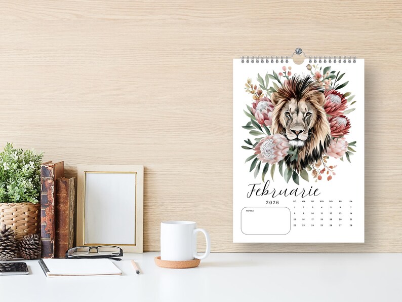 Afrikaanse Safari 2026 A4 Kalender – 13-bladsy Printable PDF | Suid ...