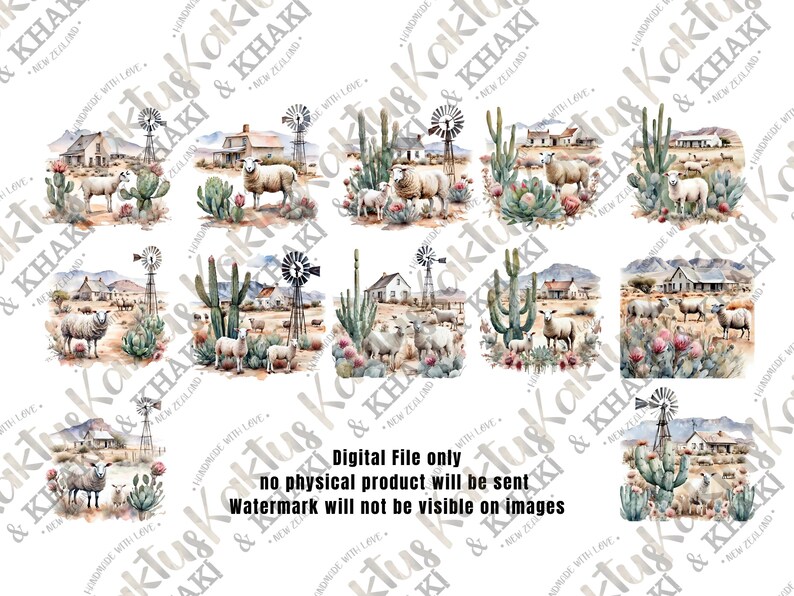 South African Karoo Clipart Set: Rustic Farm Illustrations (PNG Digital ...