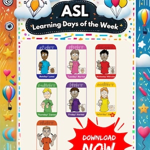Sign Language (ASL) Days of the Week Signs Poster and Card Matching ...