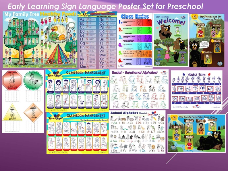 American Sign Language ASL Posters for Kids and Teachers Early Learning ...