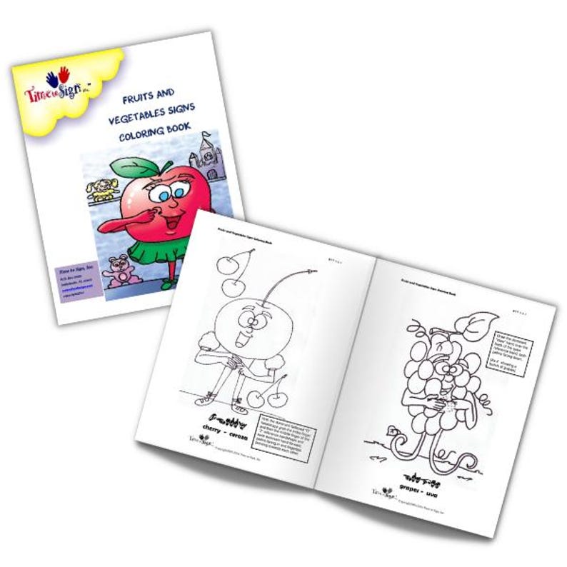 Sign Language ASL Learn Signs Coloring Book of Fruits and Vegetables ...