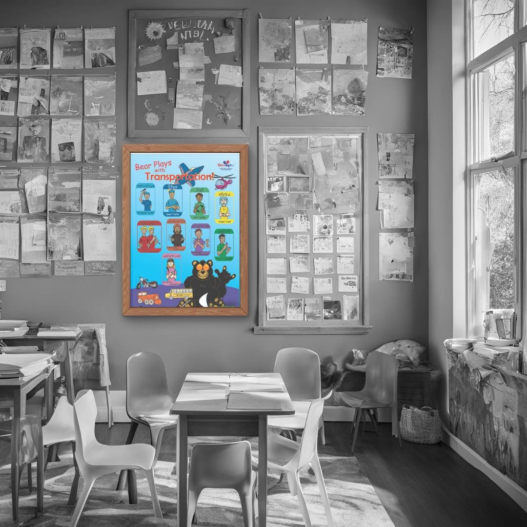 Sign Language ASL Transportation Signs Poster and Matching Card DIGITAL ...