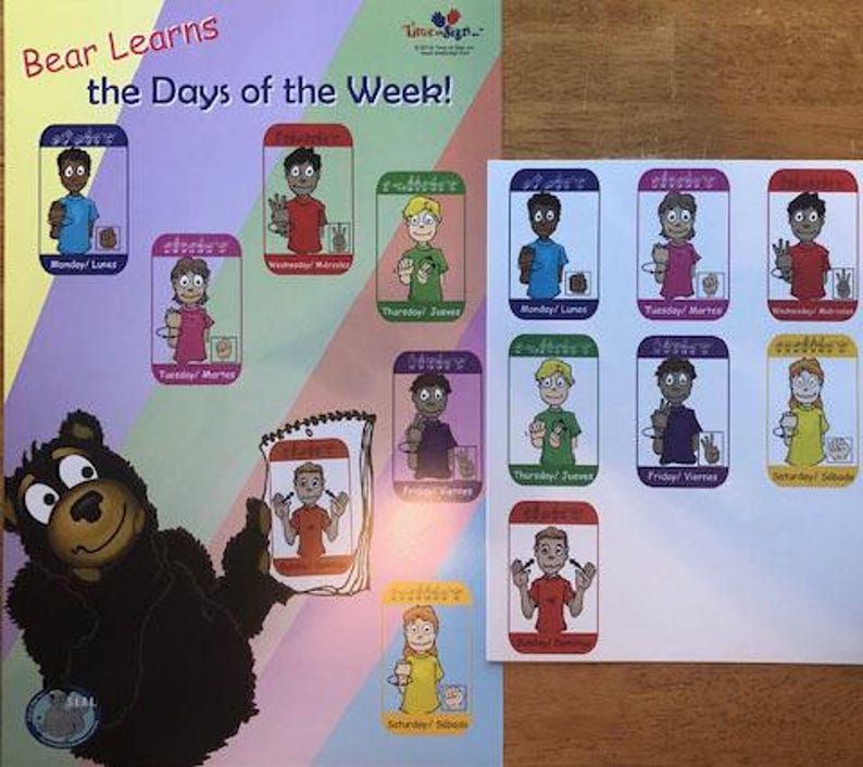 Sign Language ASL Days of the Week Signs Poster and Card Matching Game ...