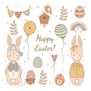 Spring Clipart Bundle – Bunnies, Balloons, Easter Eggs, Hearts, Birds ...