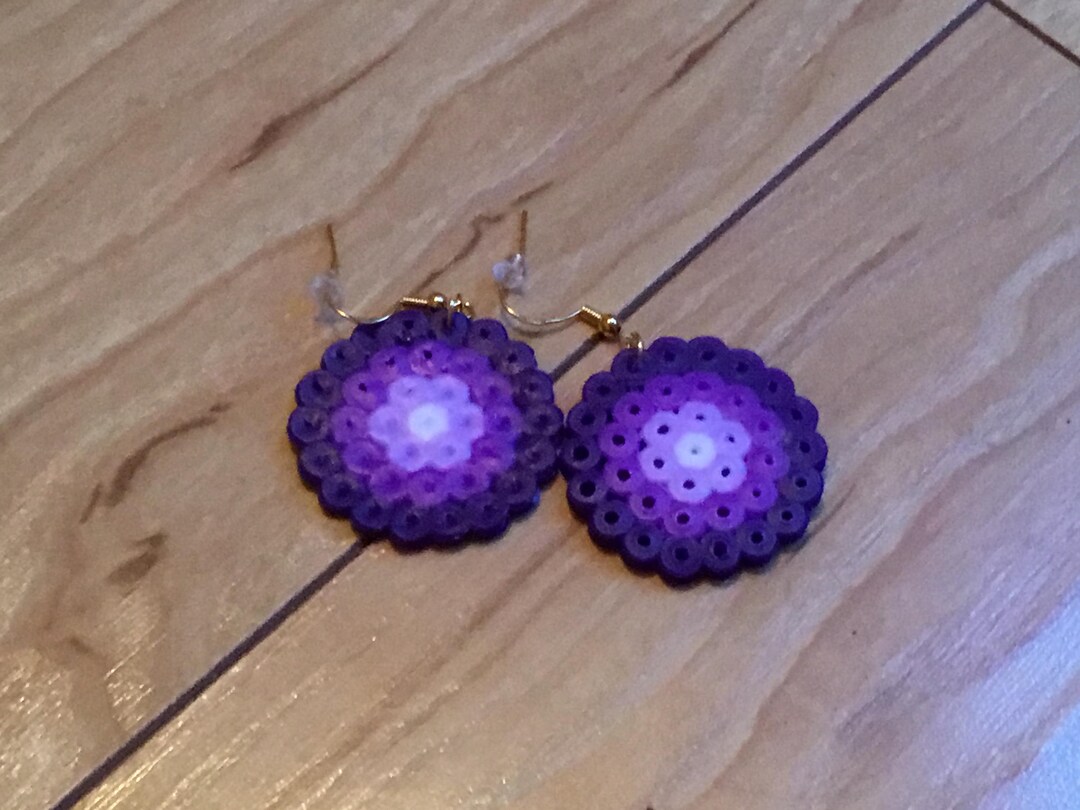 Purple Circle Perler Bead Earrings - Etsy