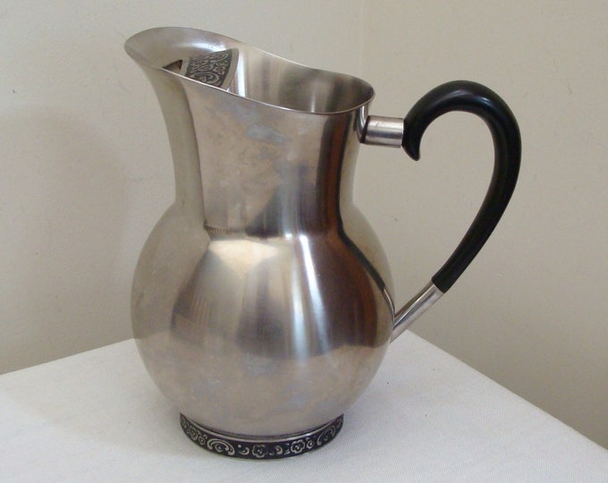Vintage Oneida Stainless Water Pitcher With Floral Accents - Etsy