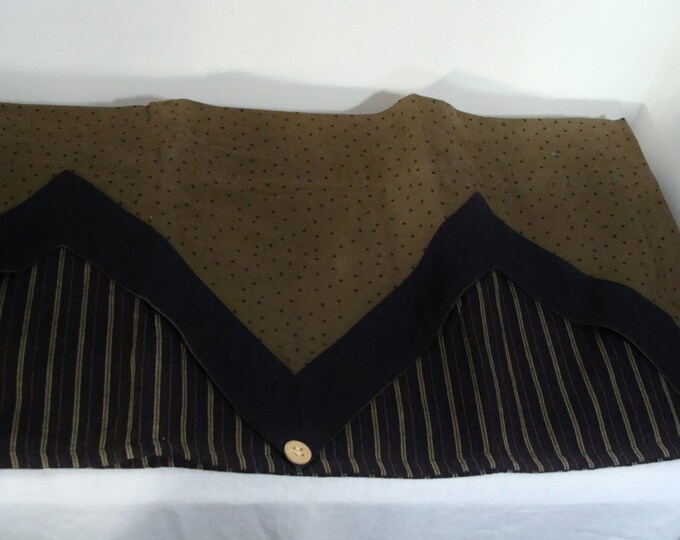 Handmade Country Primitive Green Check Homespun Valance Fully Lined Log ...