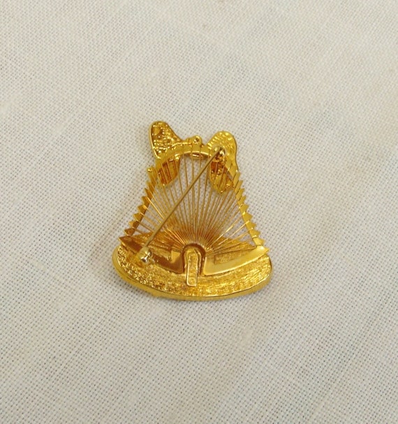Vintage Monet Gold Tone Rhinestone Bell Brooch - Chri… - Gem