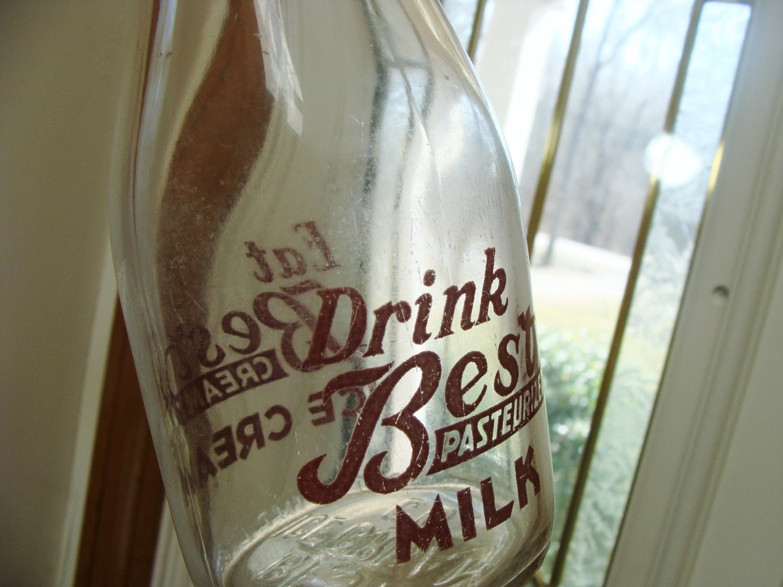 Vintage Pint Size Milk Bottle - Drink Best Milk & Eat Best Ice Cream - Etsy