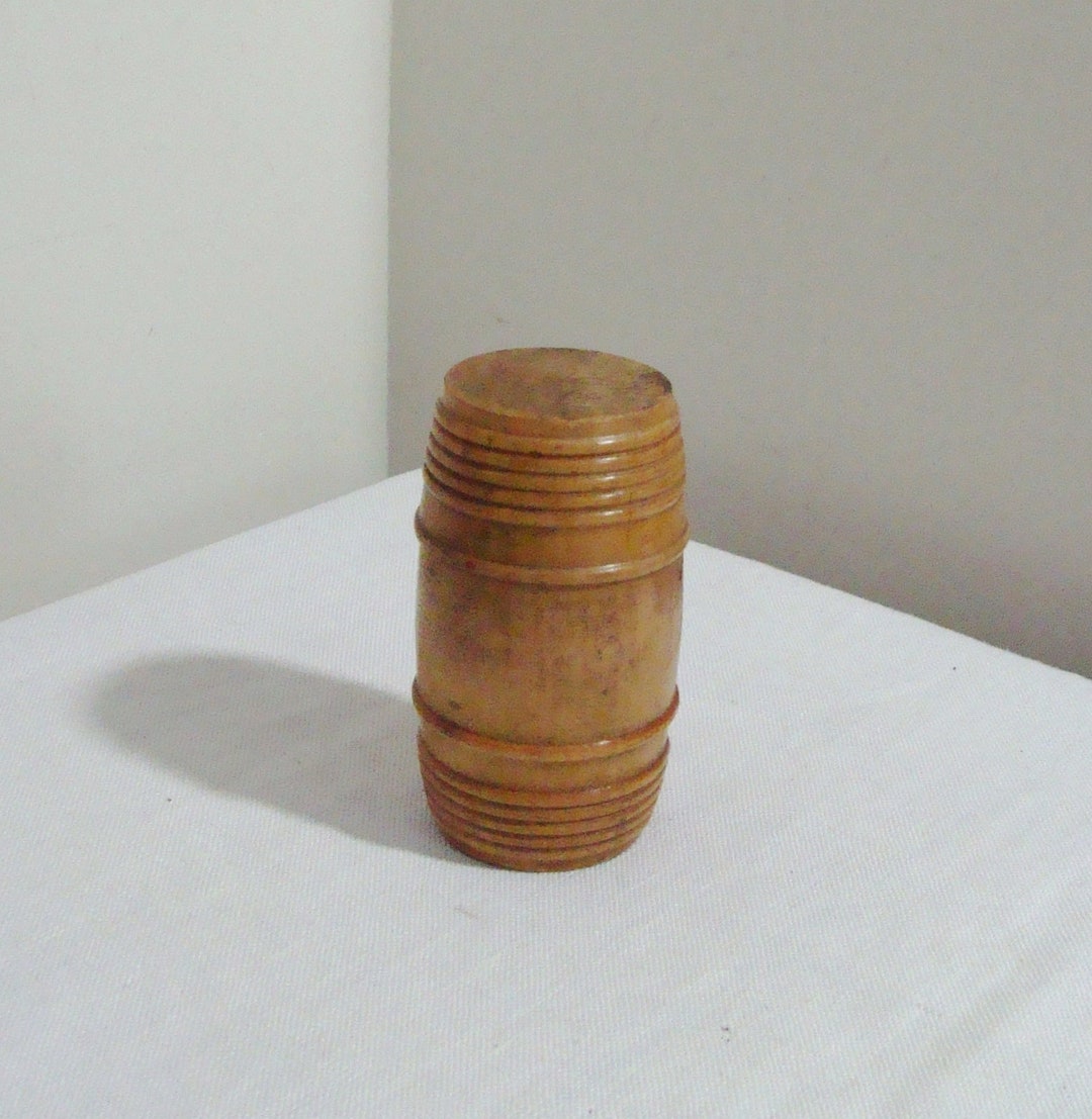 Vintage Antique Turned Wood Treen Barrel Box - Etsy