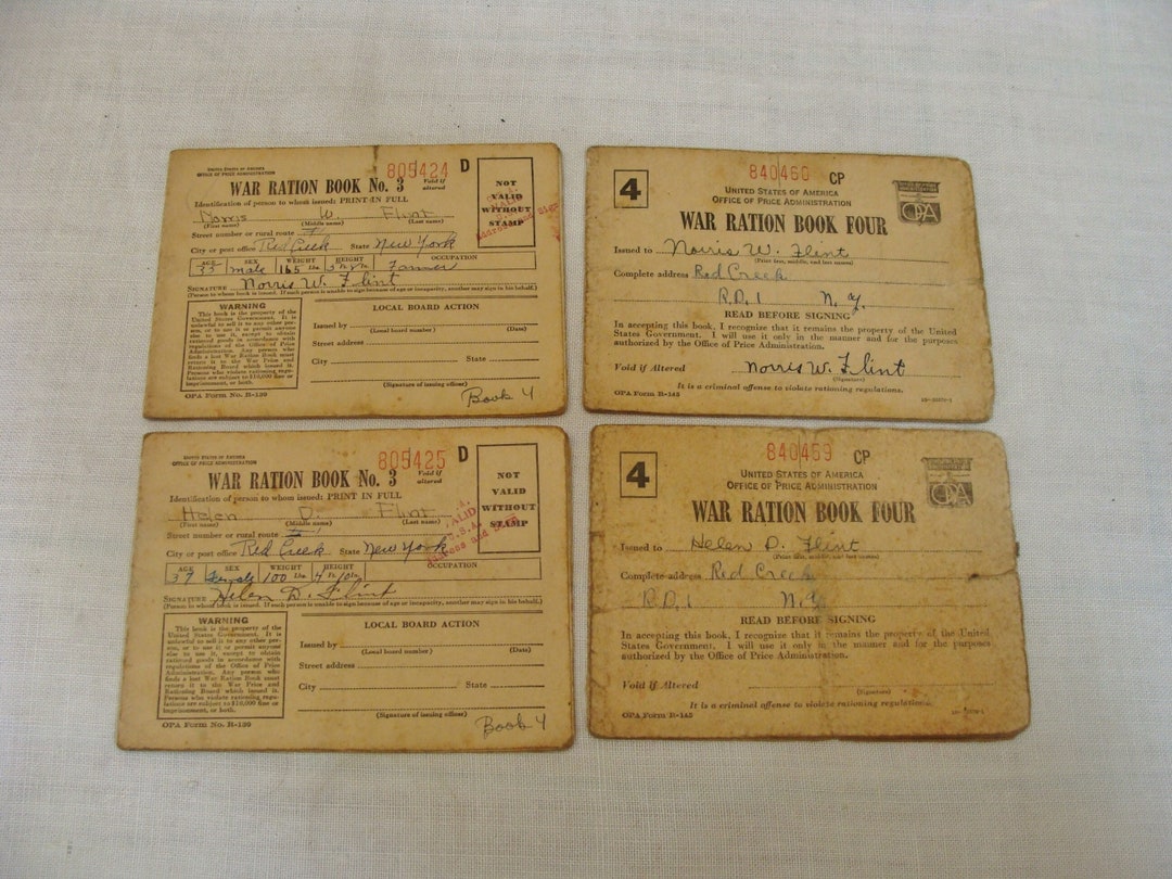 Vintage Lot of 4 War Ration Stamp Booklets - Book 3 Book 4 - Etsy