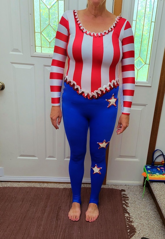 Vintage Patriotic Dance Costume - One Piece Red White… - Gem