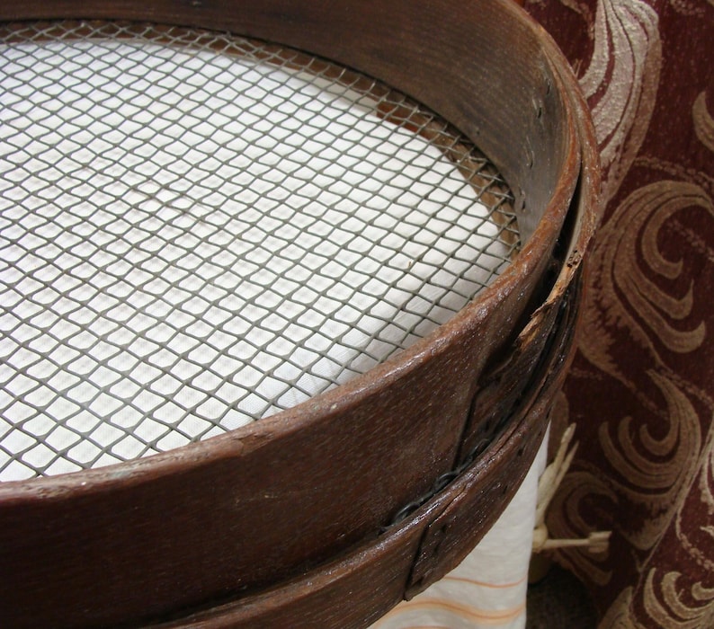 Vintage Primitive Wood Grain Sieve - Bentwood & Wire Sifter - Etsy