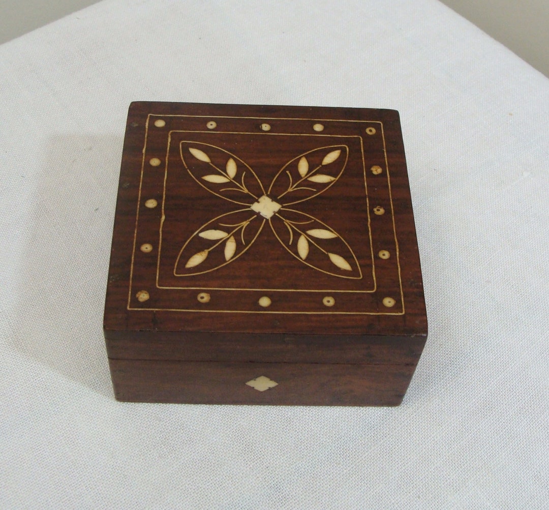 Vintage Inlaid Square Wood Box - Pakistan - Etsy