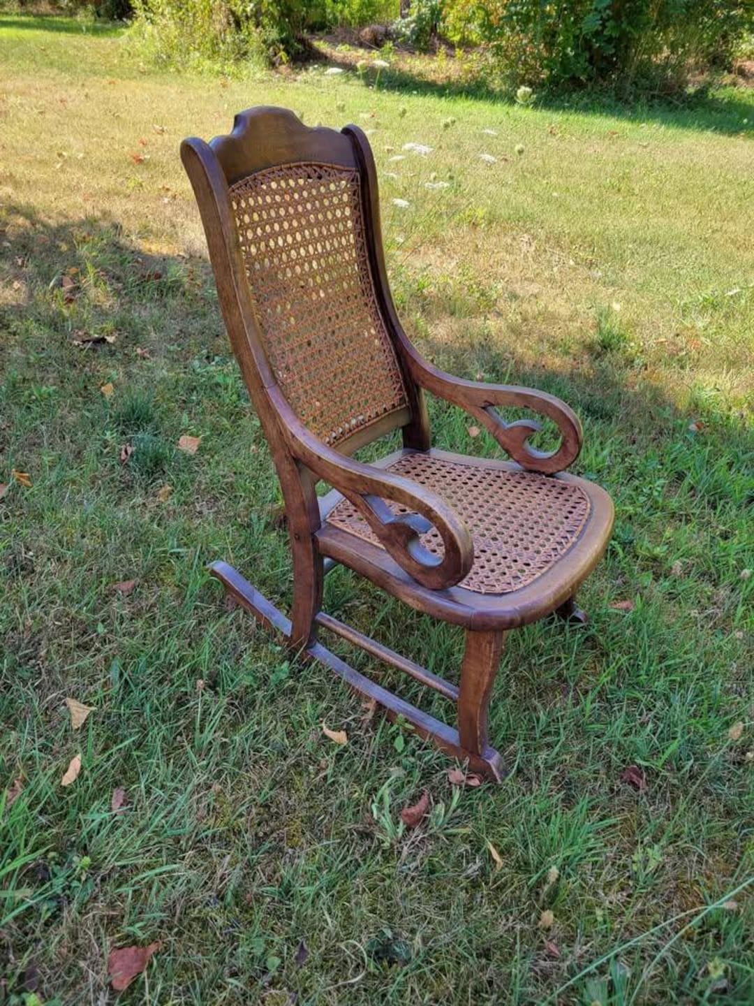 Vintage Childs Lincoln Rocker With Caned Seat and Back - Etsy