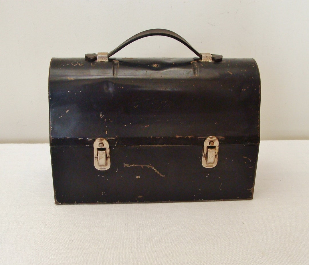 Vintage Black Metal Workman Lunch Pail - Dome Top Lunchbox - Etsy