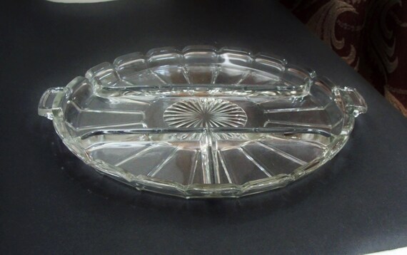 Vintage Glass Relish Tray - Etsy