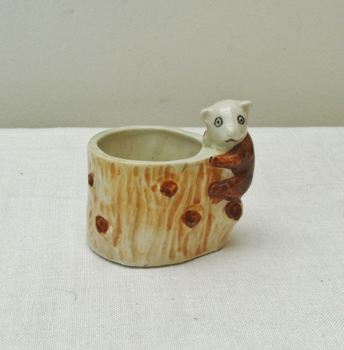 Vintage Tree Stump Planter With Bear - Etsy