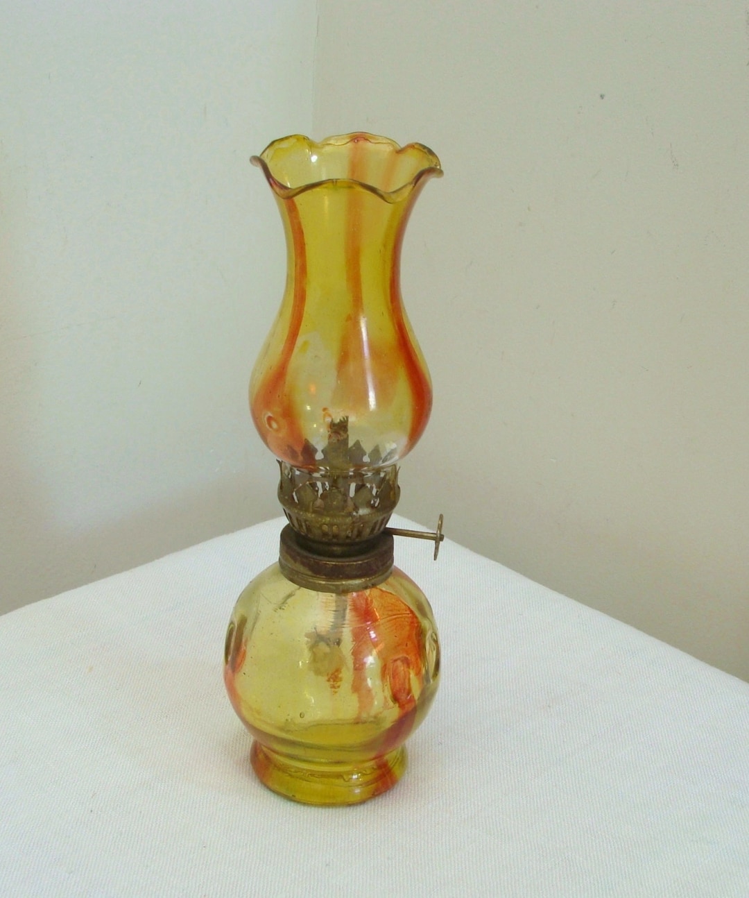 Vintage Yellow Red Mini Oil Lamp - Made in Hong Kong - Etsy