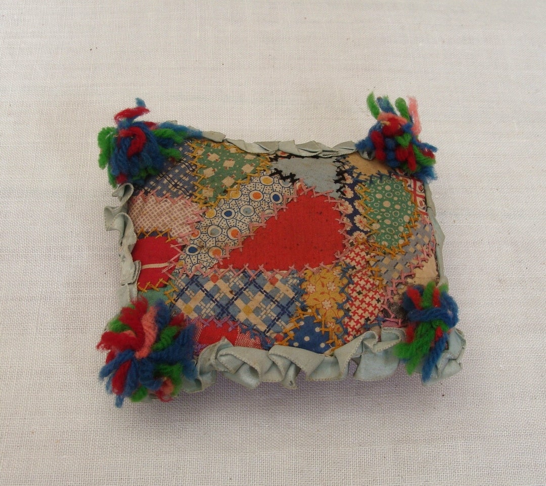 Vintage Crazy Quilt Pincushion With Tassels - Etsy