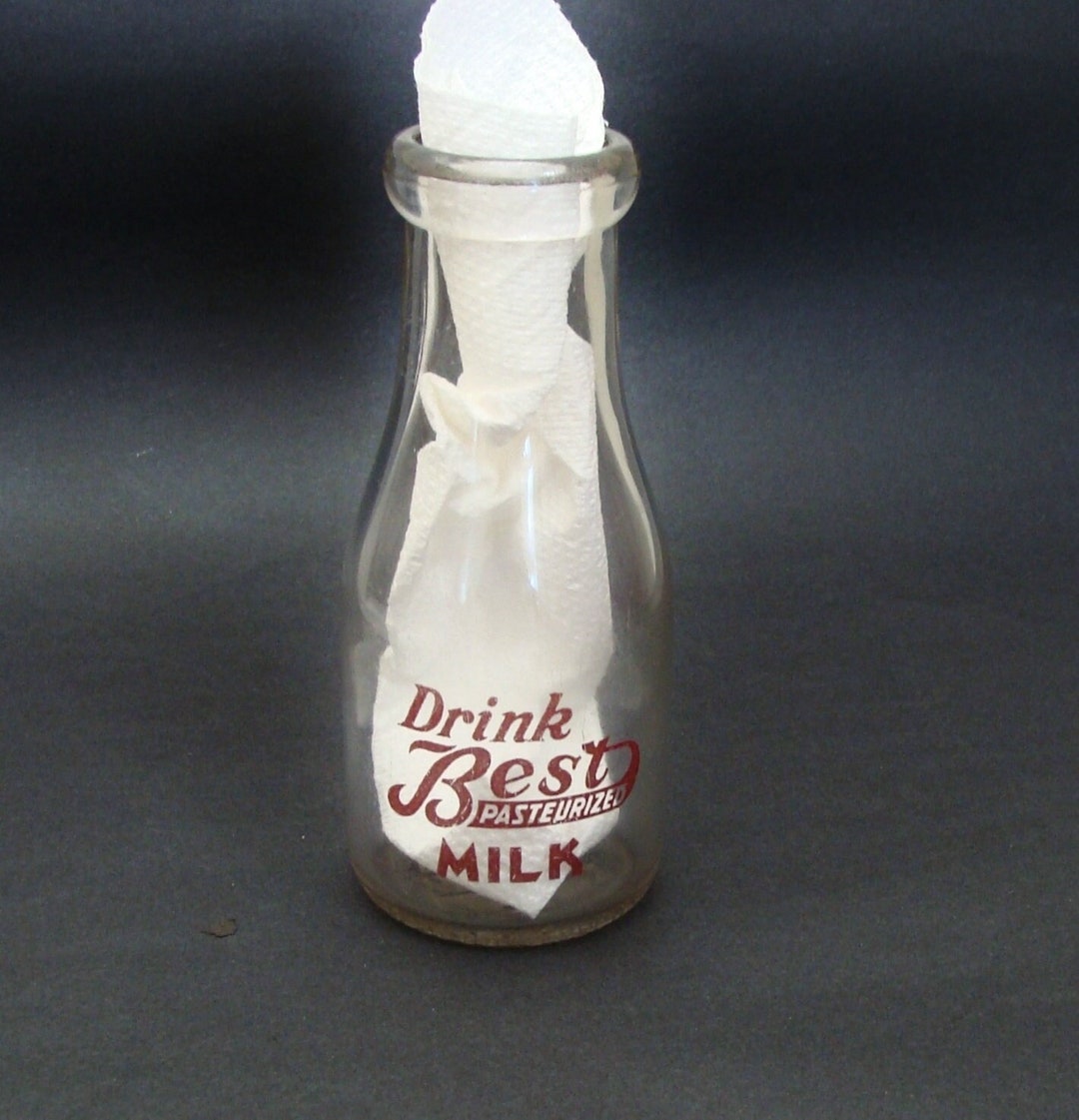 Vintage Pint Size Milk Bottle - Drink Best Milk & Eat Best Ice Cream - Etsy