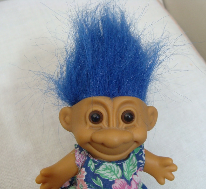 Vintage Little Girl Troll Blue Hair - Etsy