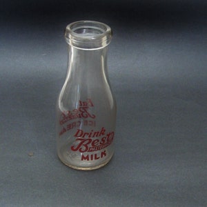 Vintage Pint Size Milk Bottle - Drink Best Milk & Eat Best Ice Cream - Etsy