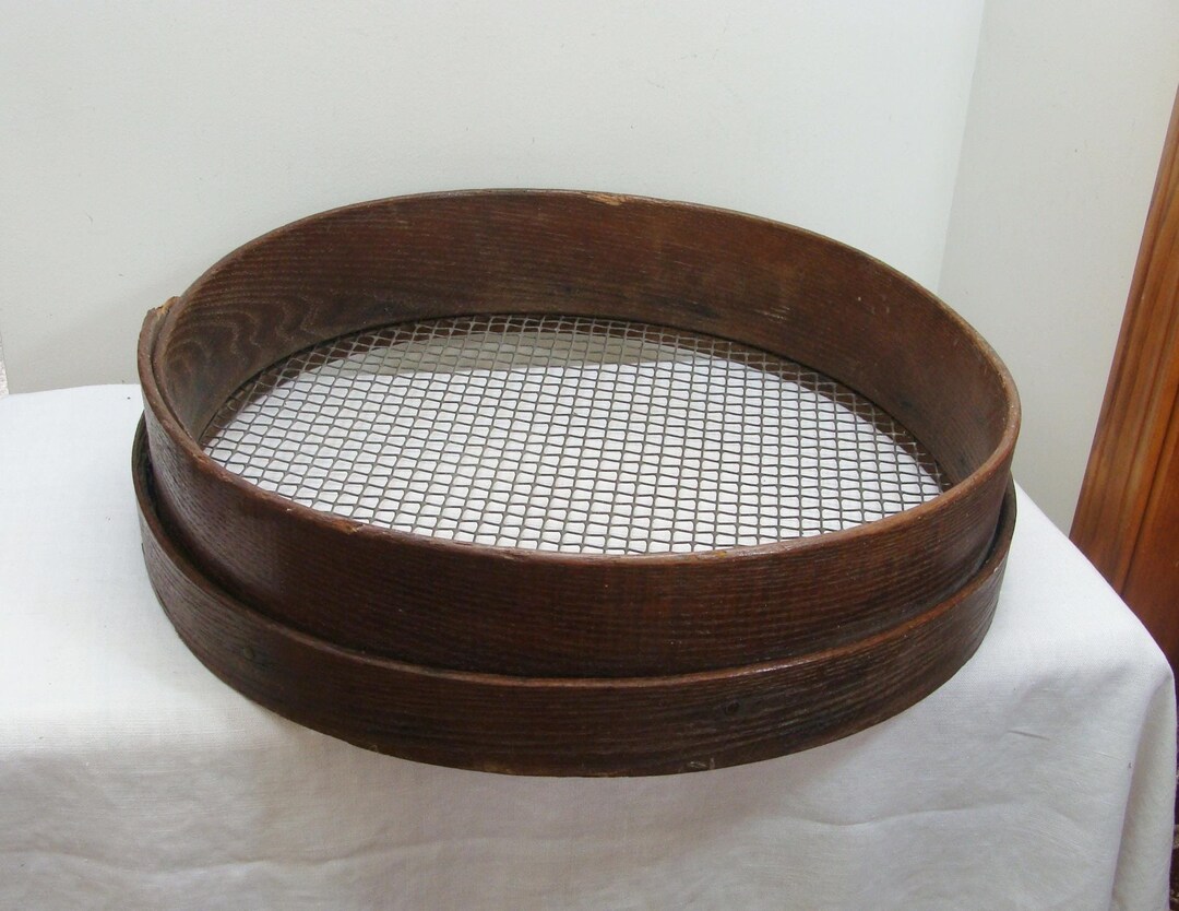 Vintage Primitive Wood Grain Sieve - Bentwood & Wire Sifter - Etsy