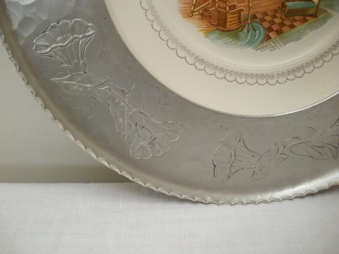 Vintage Farberware Plate With Hammered Aluminum Edge - Etsy