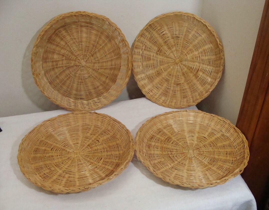Vintage Set of 4 Wicker Paper Plate Holders - Picnic Plate Holders - Etsy