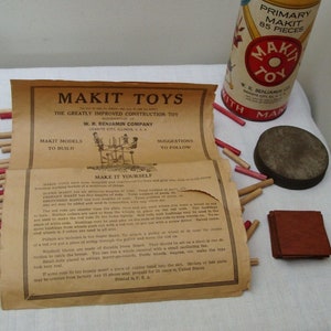 Antique Vintage Makit Toy - Sticks and Panels Only - With Instruction ...