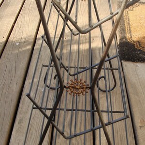 Vintage Black Wire Album Rack Book Rack With Shelf MCM Atomic Starburst ...