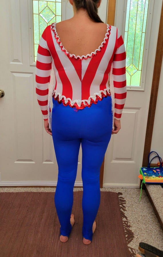 Vintage Patriotic Dance Costume - One Piece Red White… - Gem