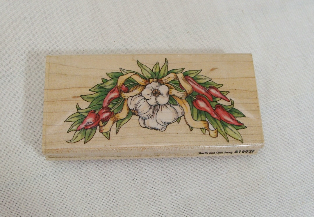 Vintage Garlic Swag Rubber Stamp - Rubber Stampede - Etsy