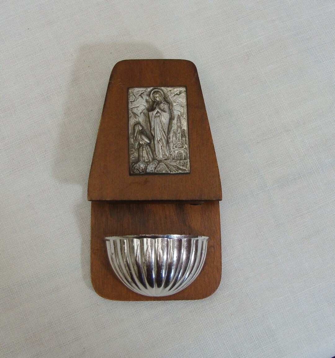 Vintage Wood & Metal Holy Water Font - Religious Wall Font - Etsy